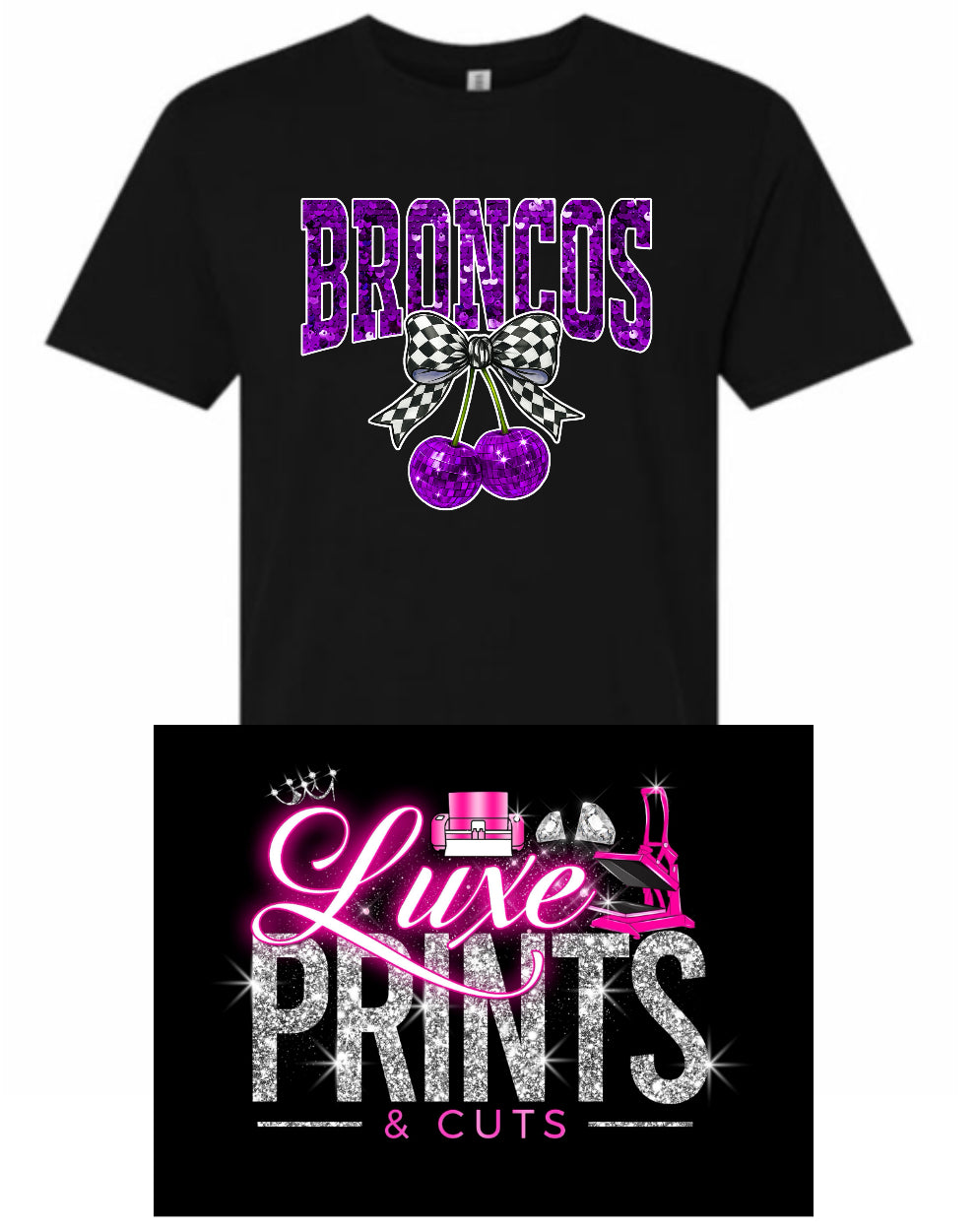 “Glitter” Cherry Broncos – Luxe Prints and Cuts